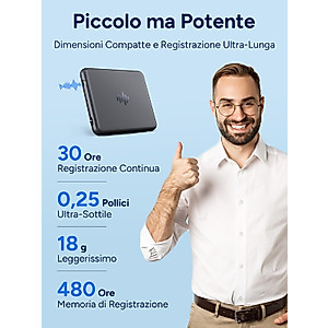 64GB Smart Voice Recorder, iZYREC Voice Activated Recorder with Phone App, 30 Hours Continuous Recording, Audio Recording Device Enhanced AI Noise Canceling Perfect for Meeting Interview Multi (Grey)