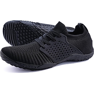 WHITIN Women's Low Zero Drop Shoes Minimalist Barefoot Trail Running Camping Size 7.5-8 Wide Toe Box Female Fitness Workout Sneaker Lightweight Black 38