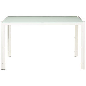 IDS Home Modern Kitchen Dining Table with White Glass Table Top Dining Room Furniture Table - White (Table Only)