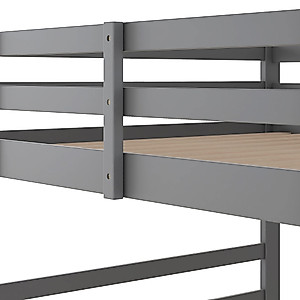 Bellemave Full Over Full Low Bunk Bed, Solid Wood Floor Bunk Bed with Ladder, for Toddlers Kids Boys Girls (Gray)