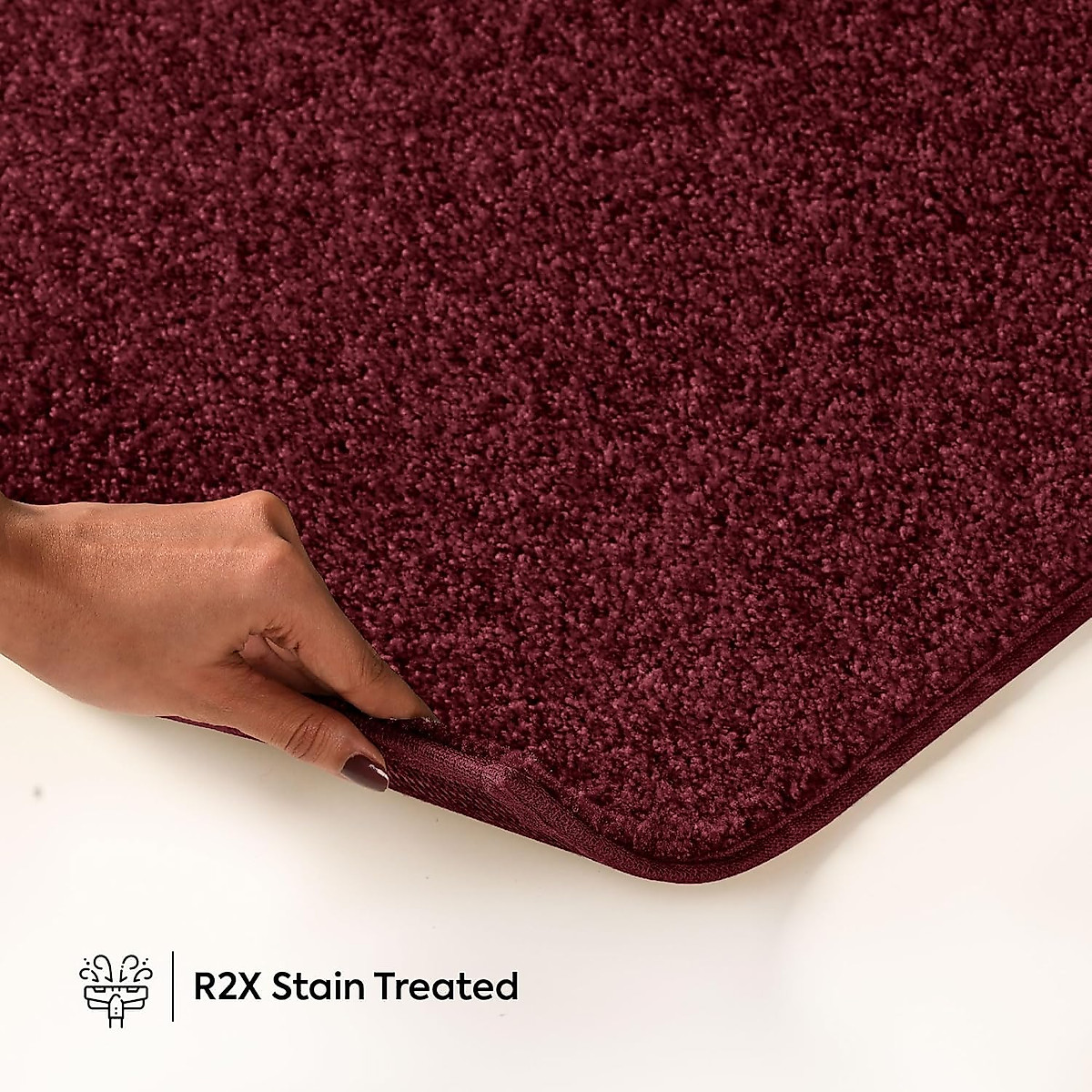 Bright House Solid Color Area Rugs Burgundy - 2' x 4' Rectangle, Indoor, Stain & Fade Resistant, Perfect for Living Room, Bedroom, Dining Room, Entryway, Doorway, Pet & Kids Friendly Rug, Wedding