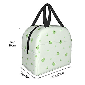 carati Insulated Lunch Bag for Women, Cooler Tote Reusable Lunch Box Container For Work Office Picnic Little Green Frog Cute