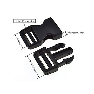 Lxnoap Quick Side Release Buckles 1" Wide Dual Adjustable No Sewing Clips Snaps Heavy Duty Plastic Replacement for Nylon Strap Backpack Fanny Pack Webbing Belt (2 Pack)