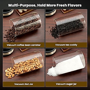 Maestri House Vacuum Coffee Canister Pro, AirTight Coffee Containers, Vacuum Glass Coffee Jar with Coffee Spoon, 40 fl OZ/1.2L Professional Coffee Storage Container for Barista, Gifts (Golden)