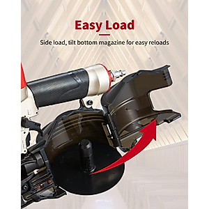 meite Siding Nail Gun, Pneumatic Coil Siding Nailer Professional Lightweight Air Coil Nail Gun with Safety Nose, Compatible with 1-1/2 Inch to 2-1/2 Inch Coil Siding Nails (CN65S)