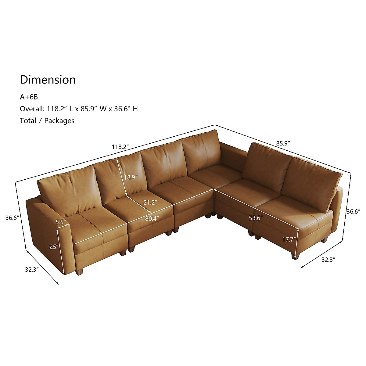 EASE MOOSE Modular Sleeper Sofa Bed Sectional Couch with Storage, Faux Leather Modular Couch Sectional Sofa, Brown