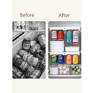 2 Pack Stacking Can Dispenser for Fridge,Hanging Soda Organizer for Refrigerator Adjustable Can Dispenser for Pantry, Freezer, Kitchen, Beverage Holder More 50% Space Save Fridge,Hold Up to 16 Cans