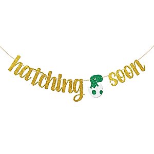 Dalaber Hatching Soon Banner, Dinosaur Baby Shower Decorations for Boy, Dinosaur Party Supplies, Welcome Baby Banner, Kids 1st Birthday Party Supplies