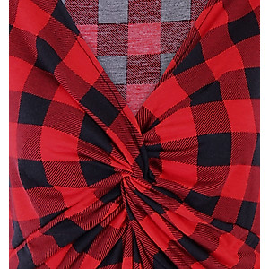 Bulotus Red and Black Plaid Tops for Women, Christmas Tops for Women Dressy Fashion 2022 Long Sleeve Sexy V Neck Shirts for Work Women's Fall Tunics to Wear with Leggings, Red Black Plaid, M