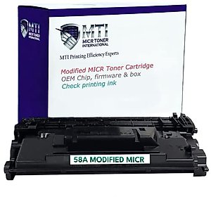 MTI 58A MICR Compatible Replacement for CF258A 258A Modified Toner | Laser Pro Printer M404n M404dn M404dw MFP M428fdw M428fdn M428dw M404 M428 | 58X CF258X Check Printing Ink