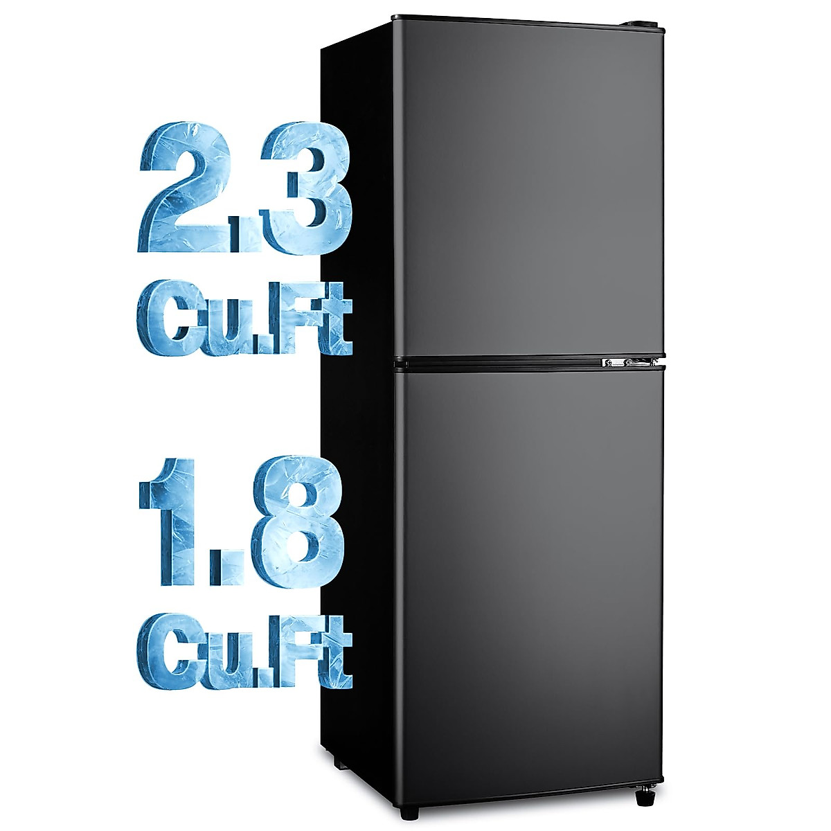 Anypro Fridge with Bottom Freezer and Drawer, 4.1 Cu.Ft Double Door Refrigerator with 7 Adjustable Temperature Settings for Bedroom, Dorm, Office, Apartment, Large Capacity, Black