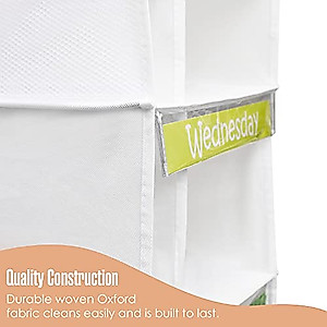 Houseables Kids Closet Organizers and Storage, Weekly Hanging Clothes Organizer, Daily Kid Outfit Organization, 6 Shelf, 39"x12"x12", White, Days of The Week Clothing System, Monday Through Friday