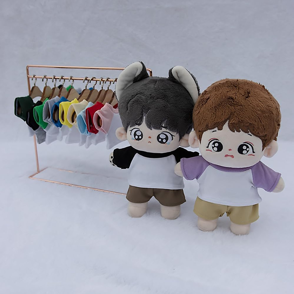niannyyhouse 10cm 15cm 20cm Plush Doll Clothes Color Blocking T-Shirt Undershirt Soft Stuffed Plush Toy Dress Up Accessories (a2, 20cm)