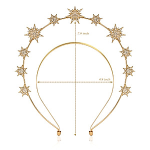 Halo Crown Stars Headband Star Crown Boho Wedding Bridal Prom Tiara