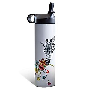 Tree-Free Greetings Checking in Giraffe Vacuum-Insulated Stainless Steel Sportiva Tumbler, With Internal Straw, 17 Ounce