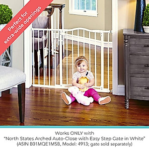 Toddleroo by North States 7.25” Extension for “Arched Auto Close with Easy Step Baby Gate”. Fits openings up to 63.38'' wide. Add up to 3 extensions. No tools required. (Adds 7.25" width, White)