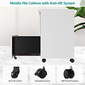 LISSIMO Metal File Cabinets with 2 Drawer,Under Desk Locking File Cabinet for Legal Letter Files, Office Storage Cabinet with Wheels Assembly Required White
