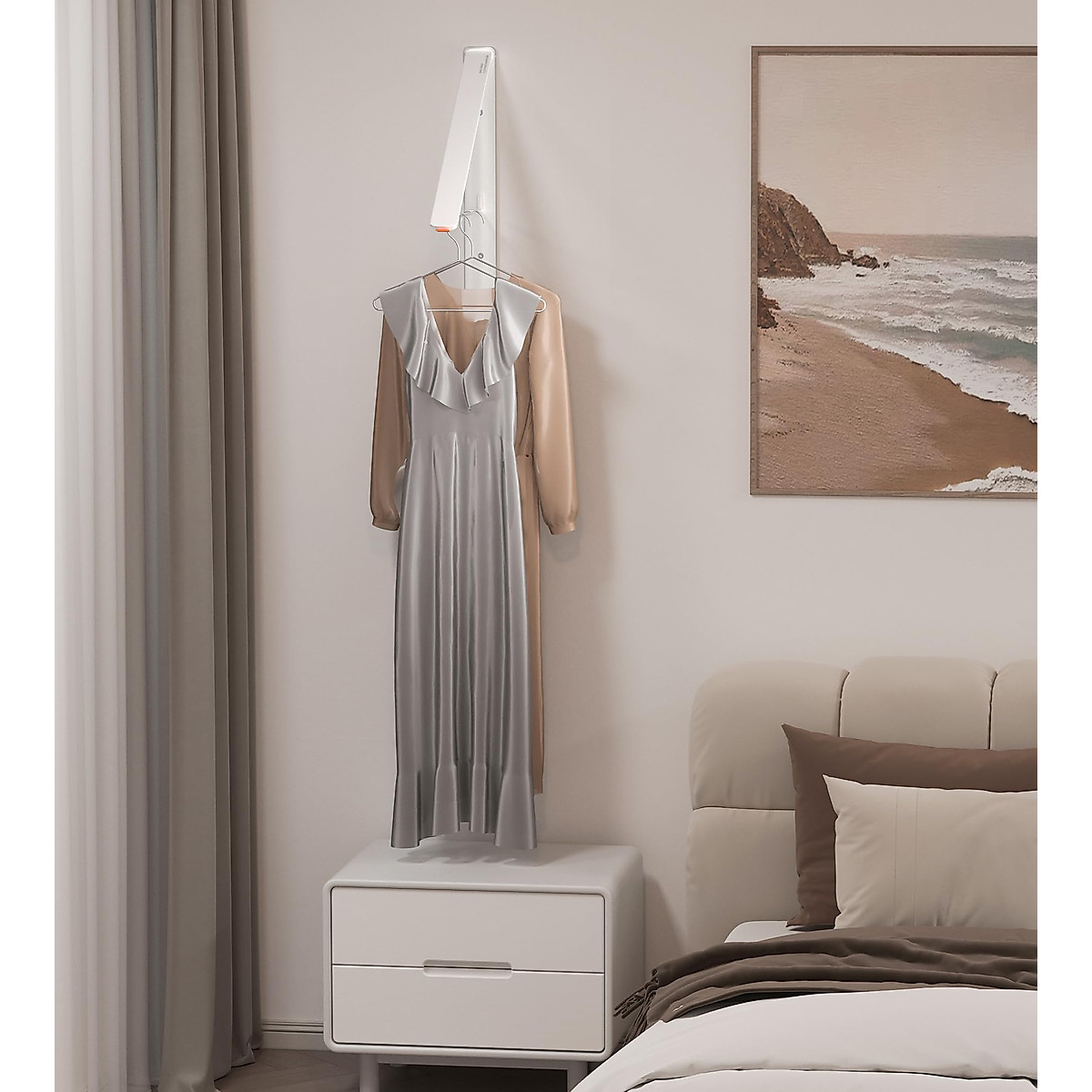 Dr.DJ Clothes Drying Rack Wall Mounted, Retractable & Foldable Clothes Hanger for Laundry Room Organization and Storage, Clothes Hanger Rack for Dorm, Closet, Balcony, Laundry Room(1P, Metal, White)