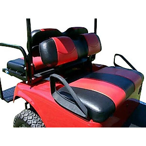 Custom Deluxe Golf Cart Seat Covers- Staple On (White w Red Carbon Fiber Stripes) (Club Car Precedent (Front & Rear Set))