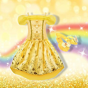 Meland Princess Dress Up for Girls 3-6, Dress Up Clothes for Girls with Princess Shoes Toy, Birthday Gift for Toddlers