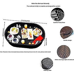 Floating Tray for Pool, Large Floating Spa Hot Tub Bar Drink and Food Table Refreshment Tray for Pool or Beach Party Float Lounge (Color : Black)