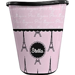 RNK Shops Paris & Eiffel Tower Waste Basket - Single Sided (Black) (Personalized)