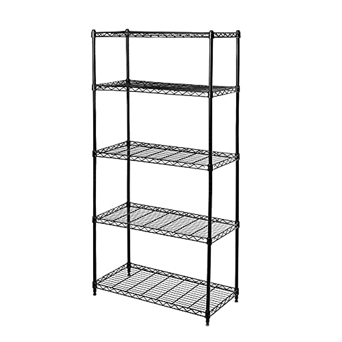 Seville Classics 5-Tier Black Epoxy Steel Wire Shelving, 30" W x 14" D x 60" H