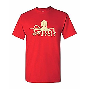 CreateMyTee | Detroit Octopus | Hockey Fan Mens/Womens Short Sleeve T-Shirt (Medium) Red