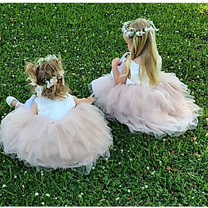 Vivivalue Floral Halo Boho Flower Headband Floral Crown Headpiece Hair Wreath with Ribbon Wedding Party Prom Photos Festival Pink