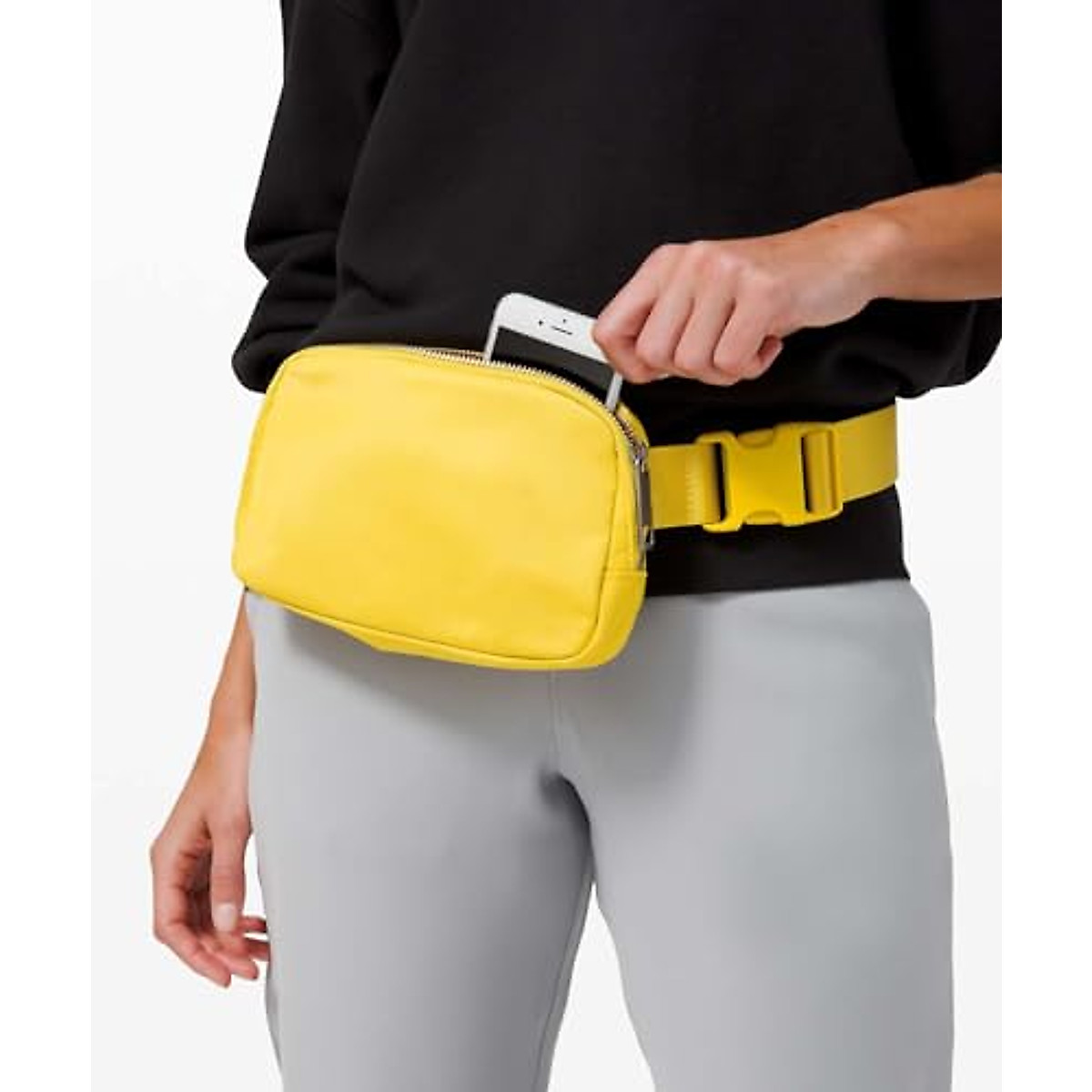 YOSHUYUKI Waist Belt Bag for Women Lulu Dupes Mini Small Crossbody Purse Sling Bag Cute Fashion Waterproof Fanny Pack Over The Shoulder Bags Fashionable Travel Running Belt Pouch Bum Bag Navy Yellow