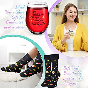 Patelai 2024 Graduation Gift Idea for Graduates, Congrats Grad Gift Set Including Graduation Wine Glass and Graduation Unisex Socks for College Graduates Daughter Friends