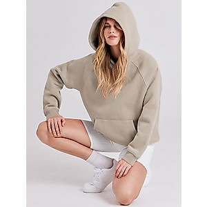 ANRABESS Women Hoodies Oversized Fleece Long Sleeve Comfy Casual Basic Pullover Sweatshirts 2025 Fall Outfits Sweater Deep Khaki Medium