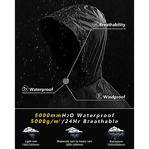 Outdoor Ventures Men's Rain Jacket Waterproof Lightweight Packable Rain Shell Raincoat with Hood for Golf Hiking Travel