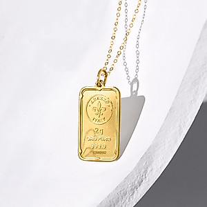 Ross-Simons Italian 24kt Yellow Gold Fleur-De-Lis 2-Gram Ingot Pendant Necklace With 14kt Yellow Gold Frame. 20 inches