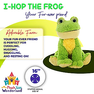 Plush Toys Wonderland I-HOP The Frog - 16 Inch Green Stuffed Animal Soft and Cuddly Plush Toy Adorable Huggable Amphibian Gift for Kids and Frog Lovers