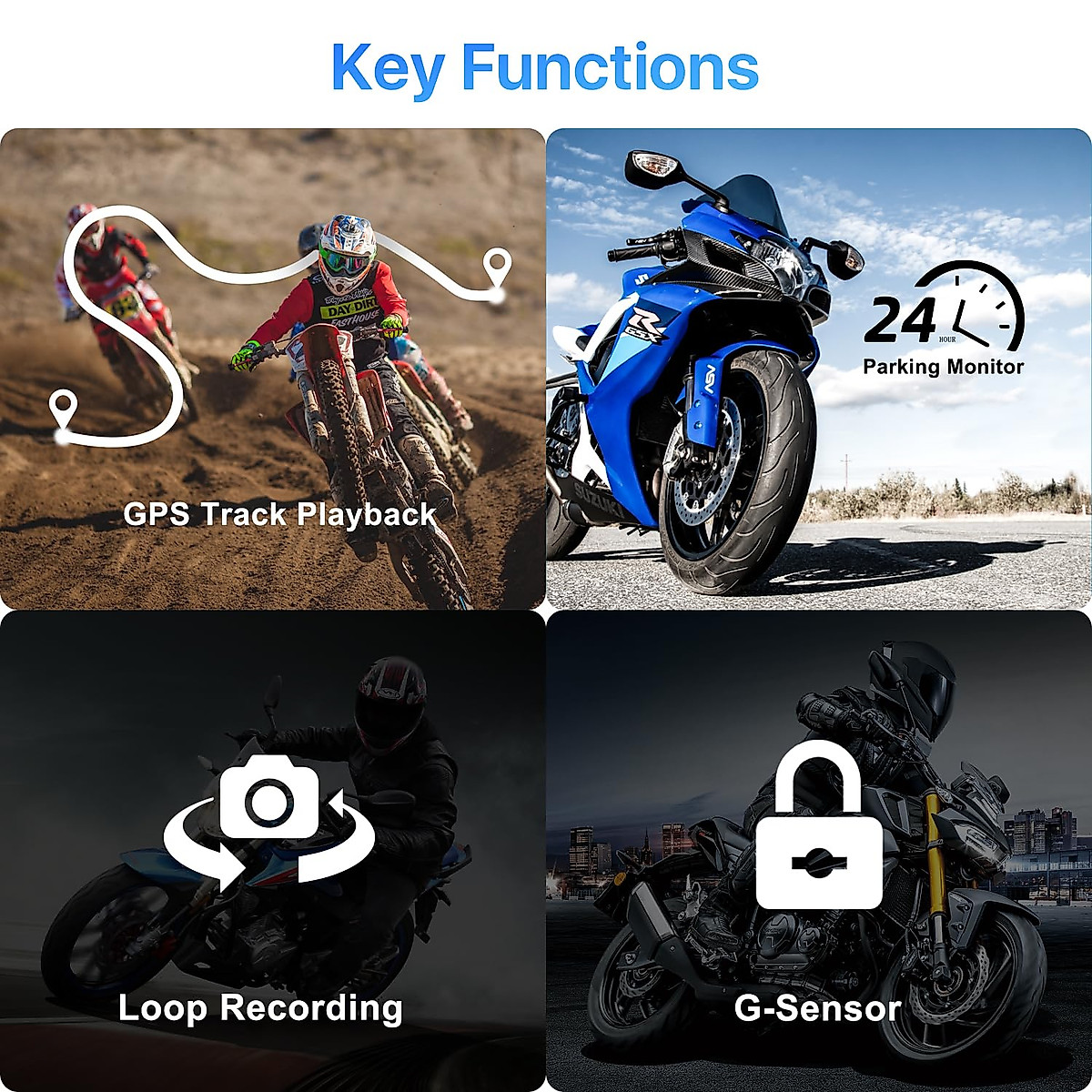 Motorcycle DVR: Wireless Apple Carplay, Android Auto, TPMS, Dual HD 1080P Cameras, GPS, G-Sensor, Siri & Google Voice, 5-Inch IPS Touch Screen, WiFi, Bluetooth, TF Card, Waterproof TTXSCAM MT01