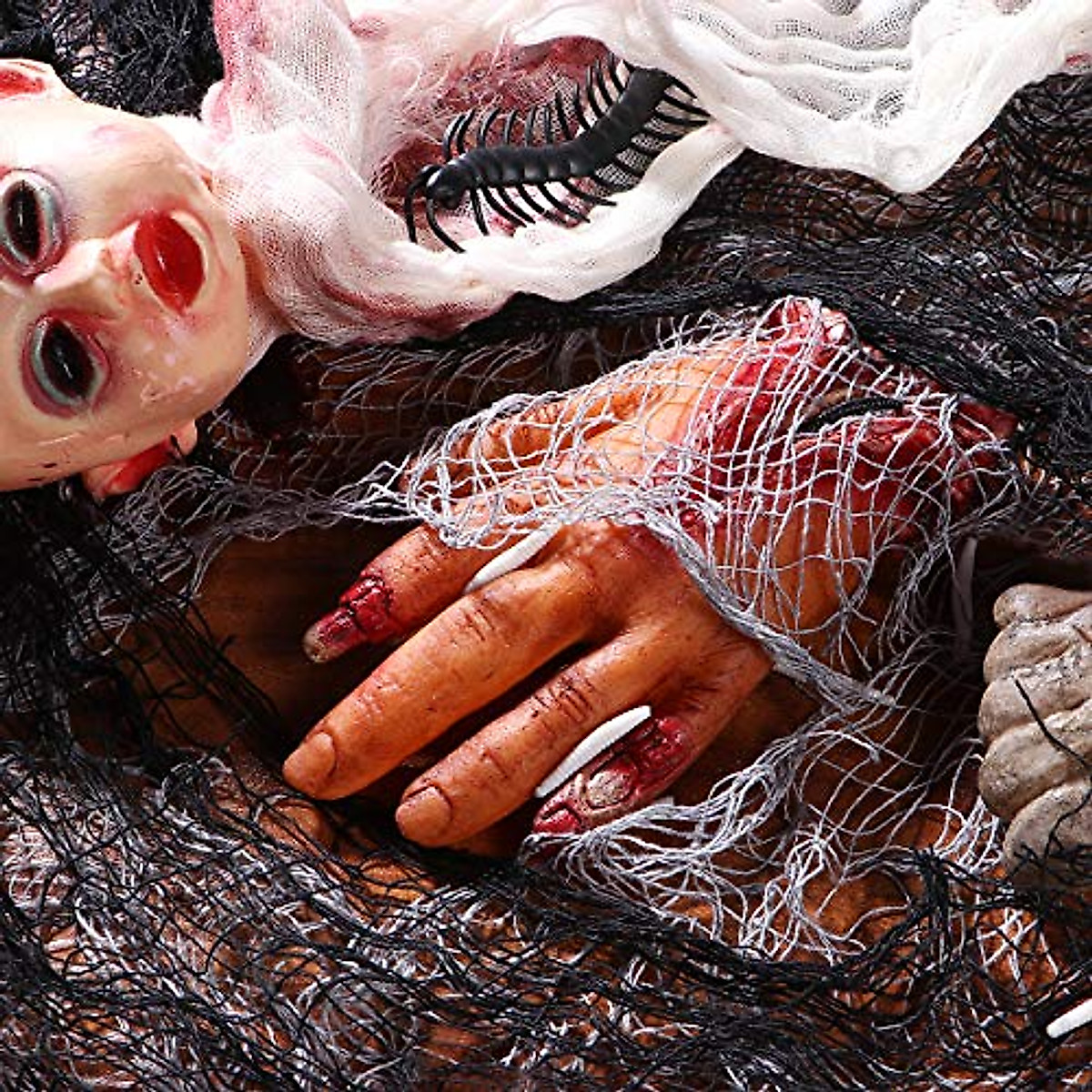 TOYMYTOY 2PCS Halloween Creepy Cloth Party Decor,Drape Doorways Entryways Windows Cover Gauze 6.6ft x 177"(Black and Grey)