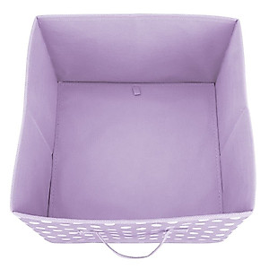 mDesign Fabric Bin for Cube Organizer - Foldable Storage Cube - Collapsible Closet Storage - Cloth Bin Box for Child/Kids Bedroom, Nursery, Toy Room - Polka Dot Print - 10 Pack - Light Purple/White