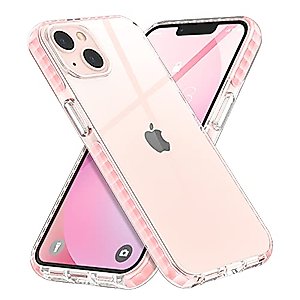 MILPROX Compatible for iPhone 13 Clear Case (2021), Crystal Transparent Cover Shockproof Protective Heavy Duty Bumper Shell Anti-Yellow Anti-Scratch for iPhone 13 6.1" 【2 Cameras】 2021-Pink