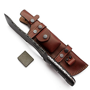 GCS Handmade Micarta Handle D2 Tool Steel Tactical Hunting Knife with leather sheath Full tang blade designed for Hunting & EDC GCS 238
