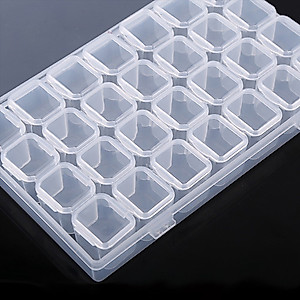 Clear Plastic Jewelry Beads Medicine Pill Box Organizer Storage Container Nail Art Rhinestone Storage Box with Removable Adjustable Dividers Case 28 Grids