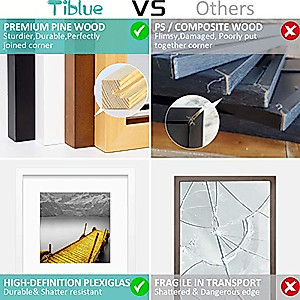 12x12 Picture Frames White Solid Wood Display Pictures 10x10 or 8x8 with Mat or 12x12 without Mat - 12x12 Inch Square Photo Frames with 2 Mats for Wall or Tabletop Mount, 1 Pack