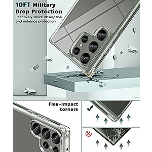 MIODIK Clear Case for Samsung Galaxy S23 Ultra, with Camera Lens Protector×2, [Military Grade Protective] [Non-Yellowing] Shockproof Slim Cover for S23 Ultra 5G 6.8 Inch 2023 (Transparent)