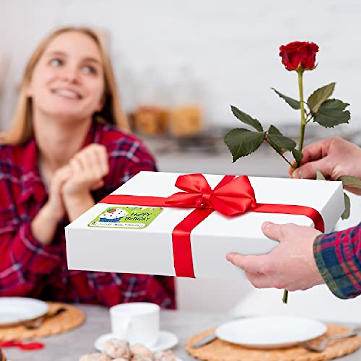 party funny 16 Assorted Size White Gift Wrap Boxes with Lids and 80 Different Birthday-Holiday Stickers for Wrapping Extra Large Clothes (Shirts, Robes, Coats, Sweaters, Jackets) and Presents