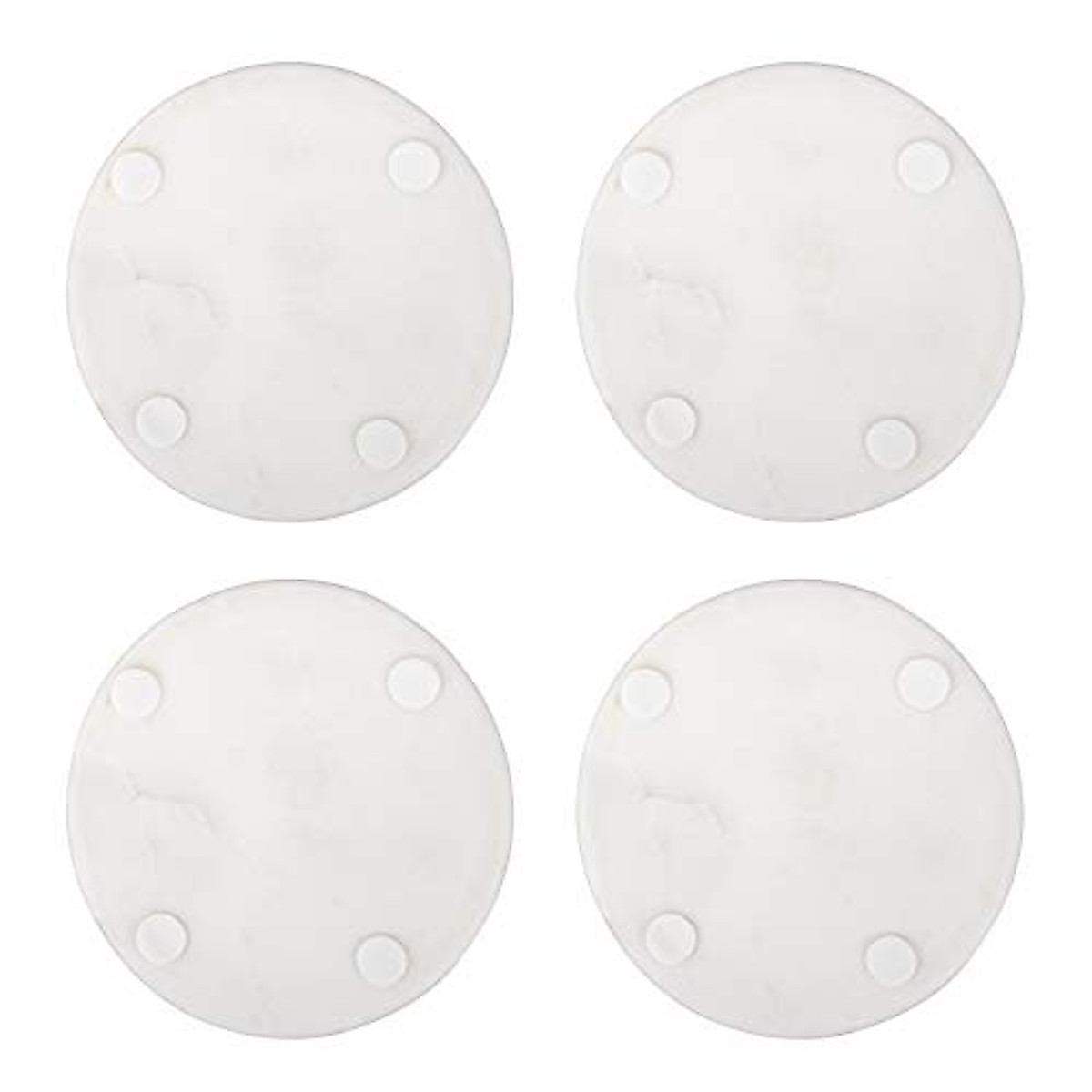 Bezrat Marble Coasters for Drinks - Set of 4 - Round - Modern Gold Edge Stone Coaster - Tabletop Protection - 4 Inch