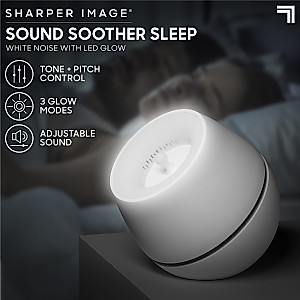 SHARPER IMAGE Sound Soother White Noise Machine, Night Light with 3 Glow Modes, Portable Sleep Therapy for Babies & Adults, Adjustable Pitch & Tone, Meditation, Relaxation, Stress Relief