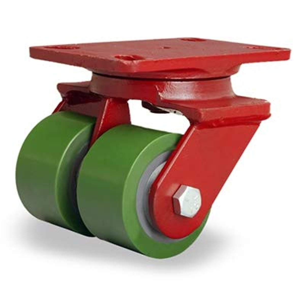 Hamilton Heavy Service Dual-Wheel Rigid Caster Part# S-HS2-3D 3-1/4" x 2" Duralast Polyurethane (95A) on Cast Iron Wheels with 3/4" Straight Roller Bearings - 1,150 lbs Capacity - USA Made