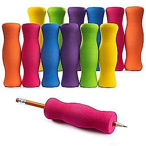 Special Supplies Long Foam Pencil Grips for Kids Adults Colorful, Cushioned Holders for Handwriting, Drawing, Coloring | Ergonomic Right or Left-Handed Use | Reusable (12)