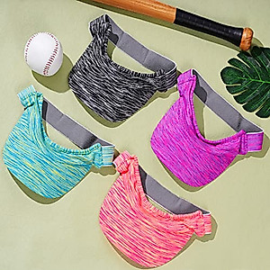 Rbenxia 4 Pieces of Visor Caps Adjustable Sun Visor Hats Elastic Sport Headband Visors for Women and Men (Gray, Pink, Purple, Green)