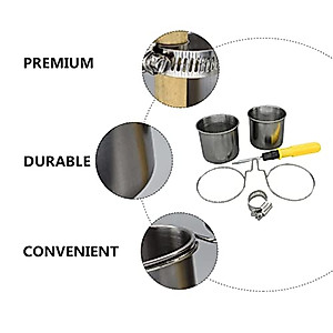 POPETPOP Bird Water Dispenser Bird Feeding Cups, Parrot Food Bowl Clamp Holder Coop Cup, 1 Set Dish Stainless Steel Bird Bowls Parrot Feeders Water Cage Bird Water Dispenser Parakeet